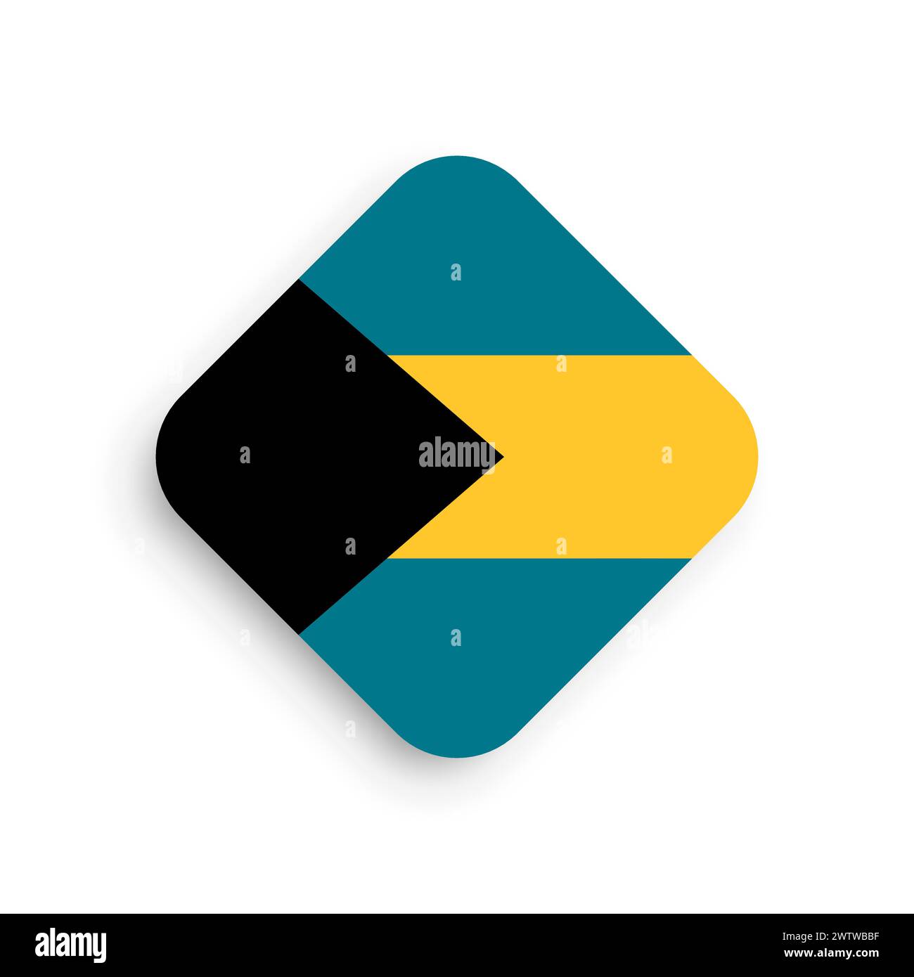 Bahamas flag - rhombus shape icon with dropped shadow isolated on white ...
