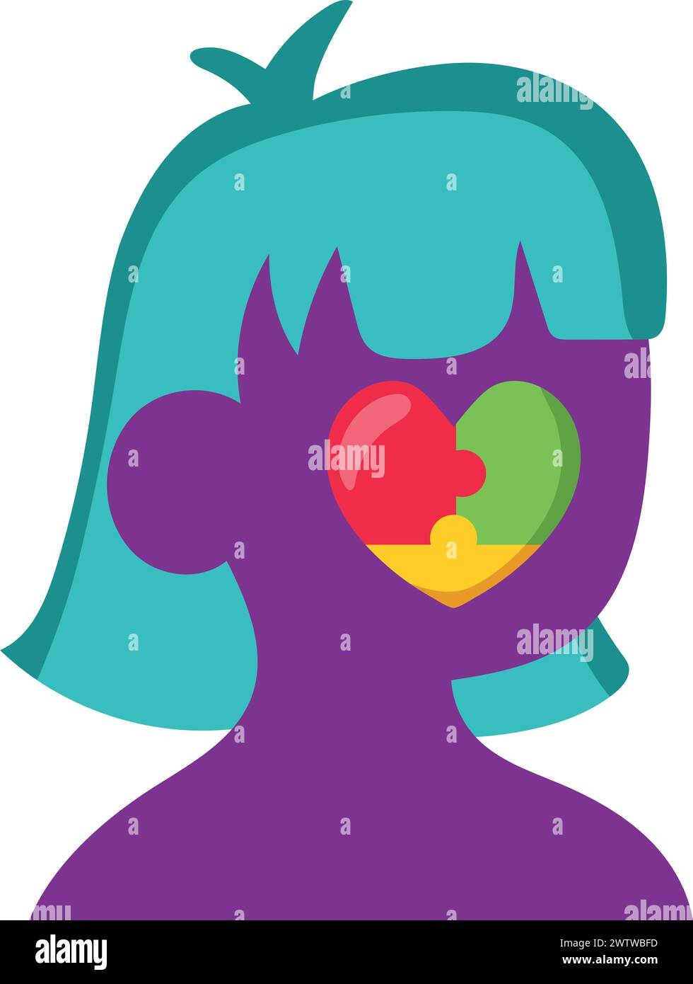 autism puzzle girl illustration vector Stock Vector Image & Art - Alamy