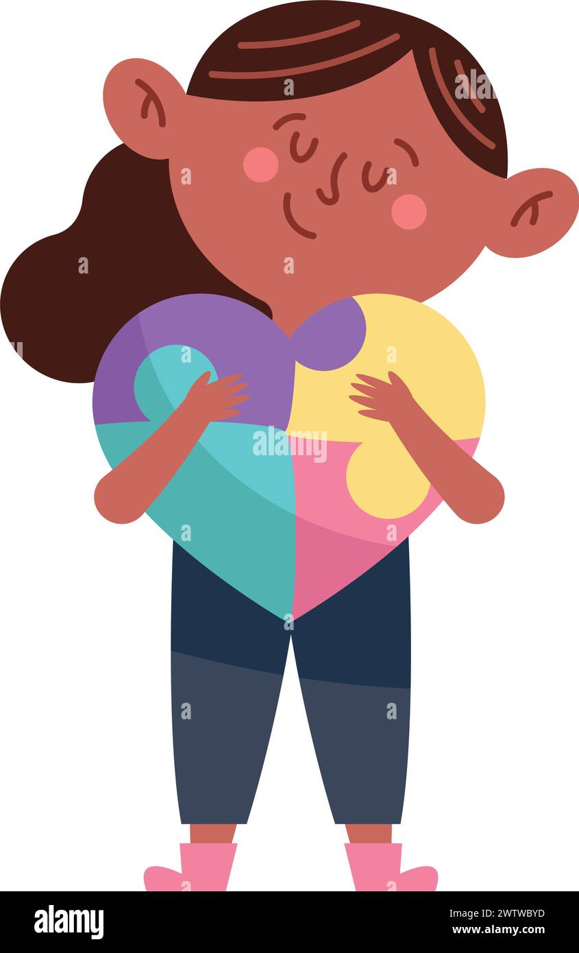 autism girl with heart illustration vector Stock Vector Image & Art - Alamy