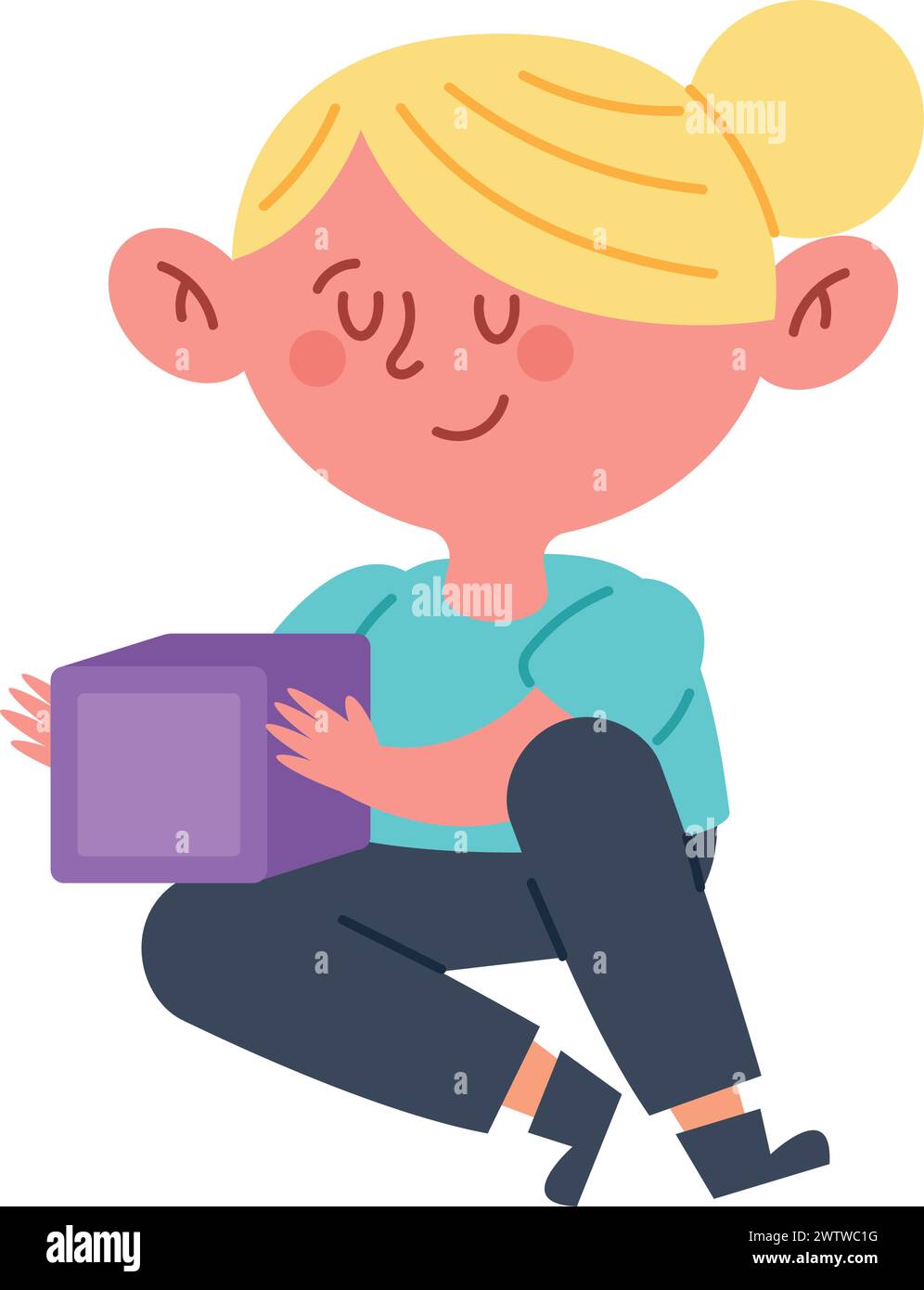 autism girl with cube illustration vector Stock Vector Image & Art - Alamy