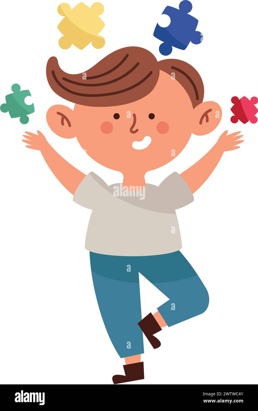 autism boy playing illustration vector Stock Vector Image & Art - Alamy