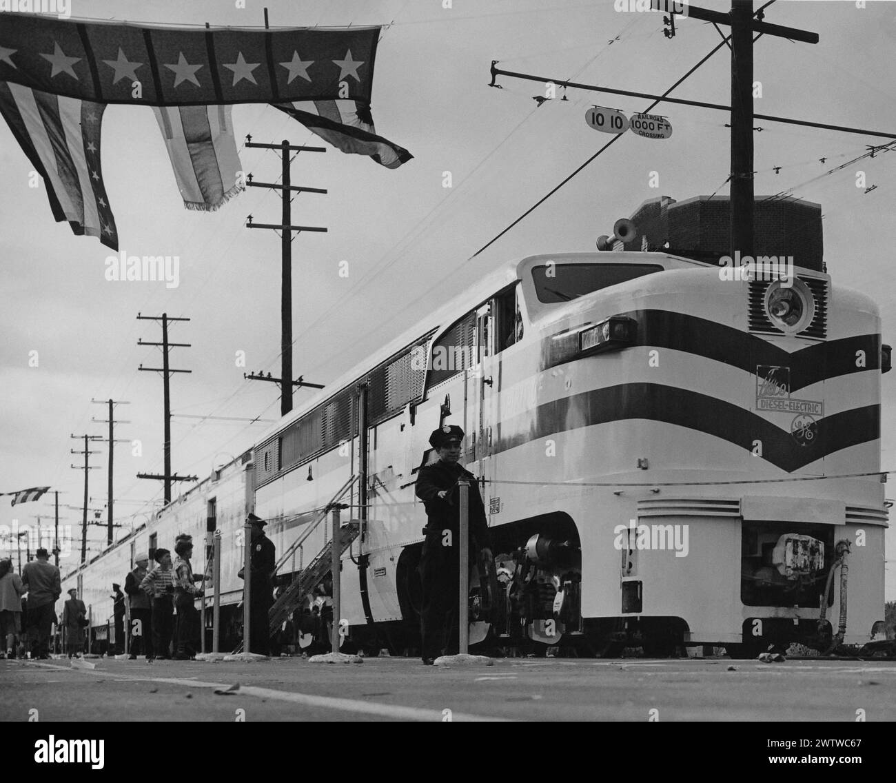 Large Alco diesel-electric train made by GE sitting on the tracks in ...
