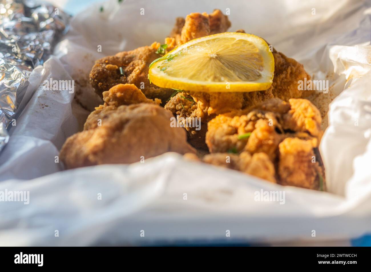 Fried shark in a restaurant at Al Mina Market in Abu Dhabi, United Arab ...