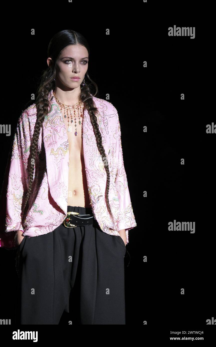 Parades with ODETTE ALVAREZ design during Mercedes Benz Fashion Week ...