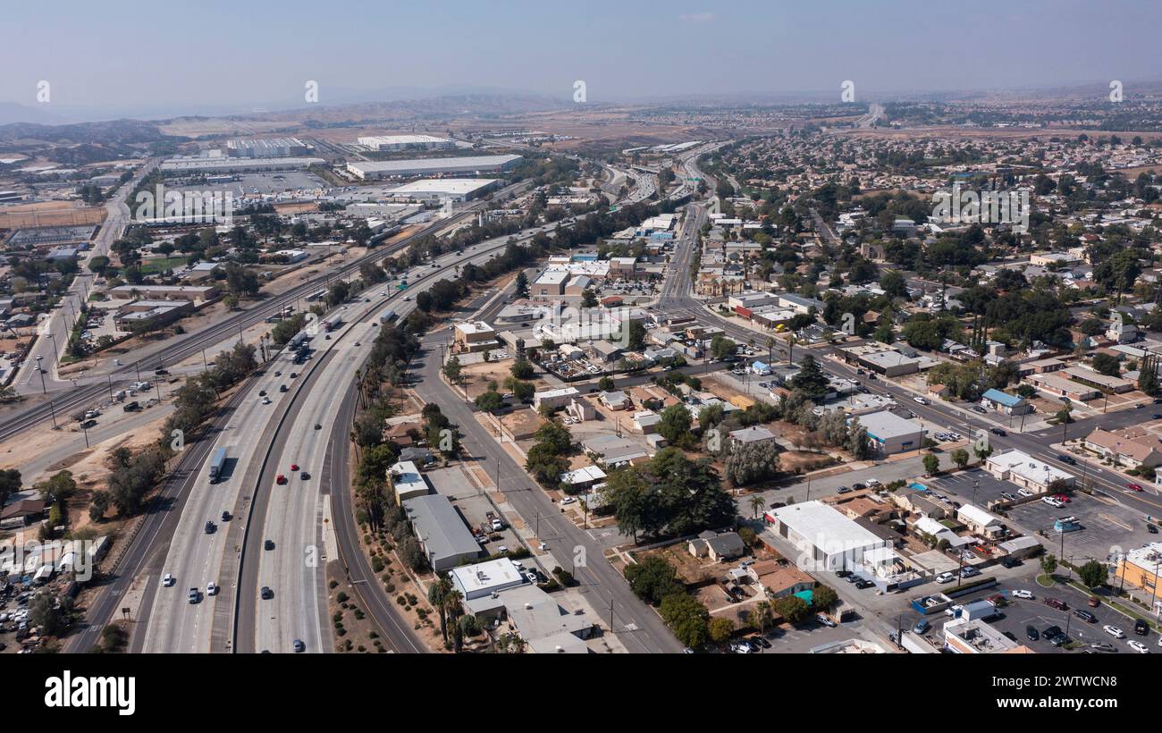 Aerial view of the 10 freeway through downtown Beaumont, California, USA Stock Photo - Alamy