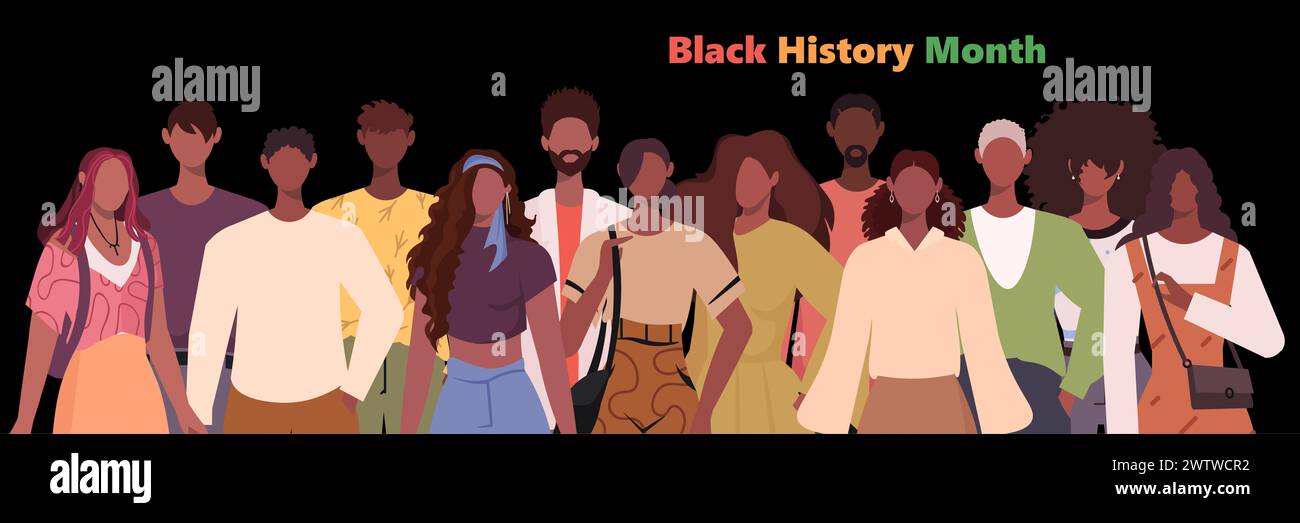 Black history month banner. Portrait of ethnic group of black African ...