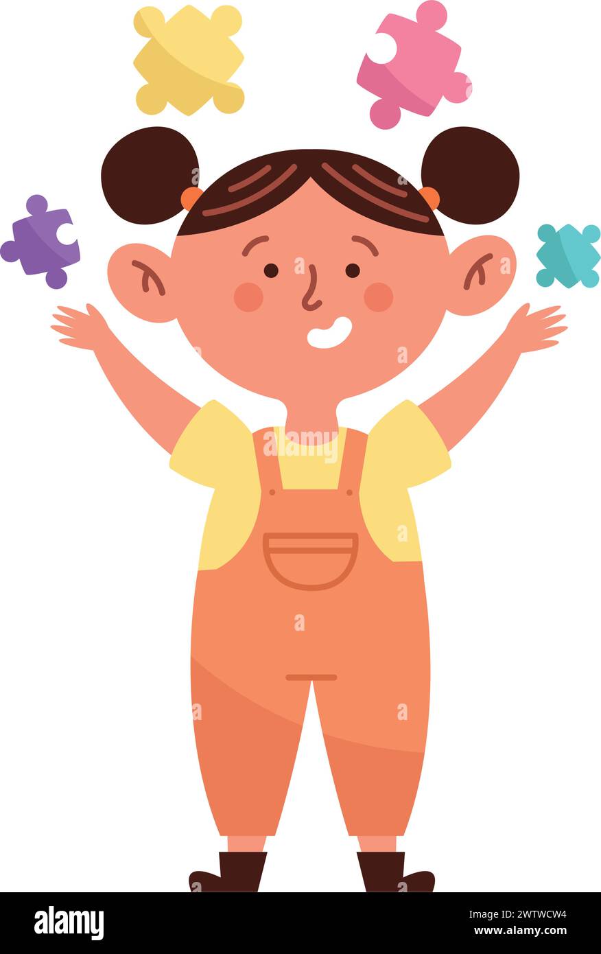 autism girl playing illustration vector Stock Vector Image & Art - Alamy