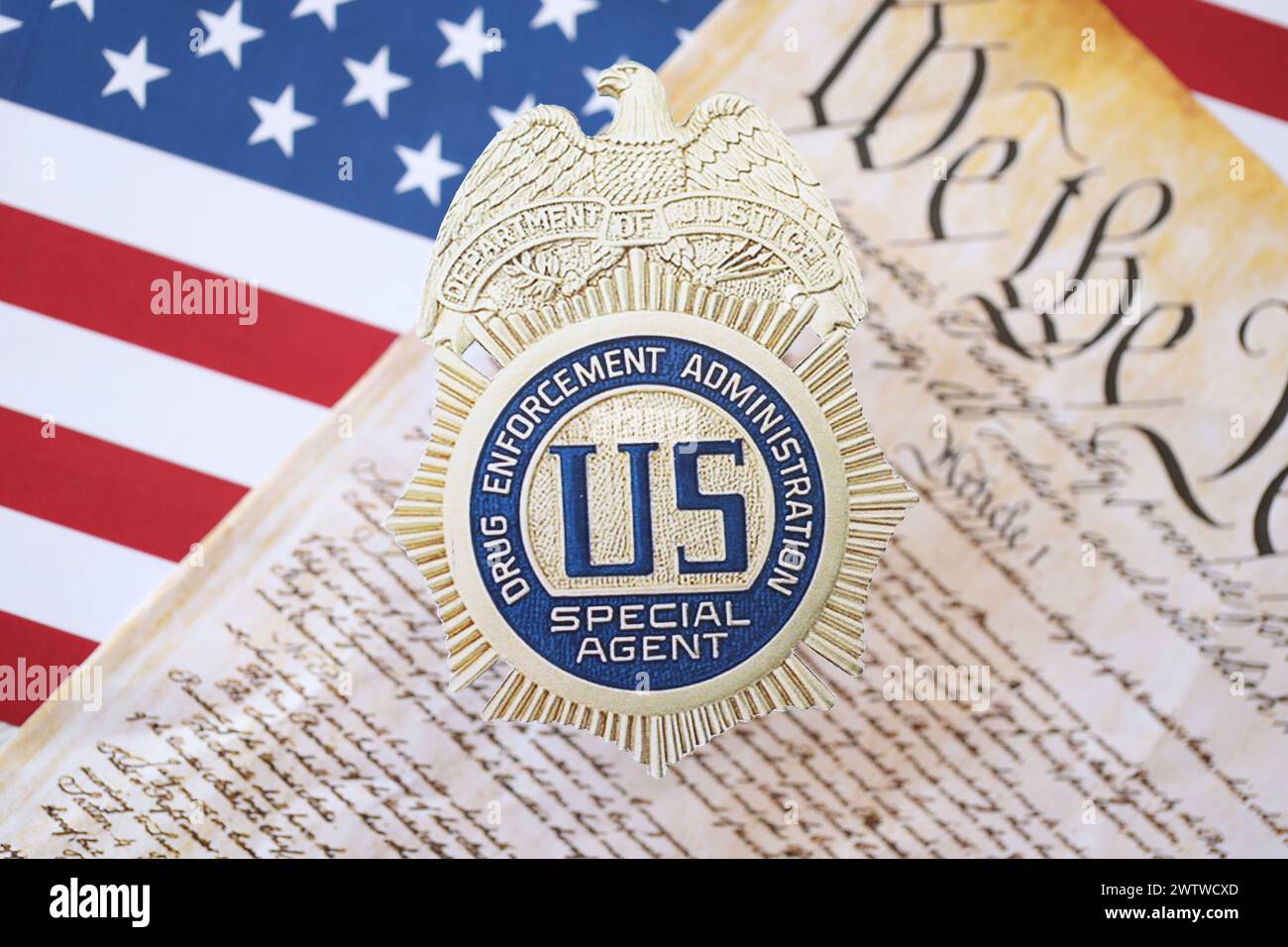 KYIV, UKRAINE - MARCH 9, 2024 US DEA Special Agent badge with United ...