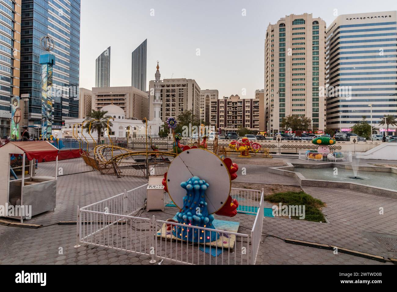 ABU DHABI, UAE - OCTOBER 13, 2021: Fun fair in the Abu Dhabi downtown ...