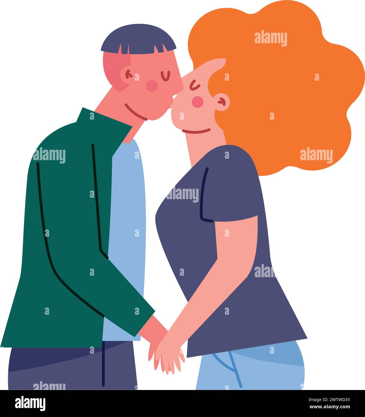 couple kissing illustration illustration vector Stock Vector Image ...