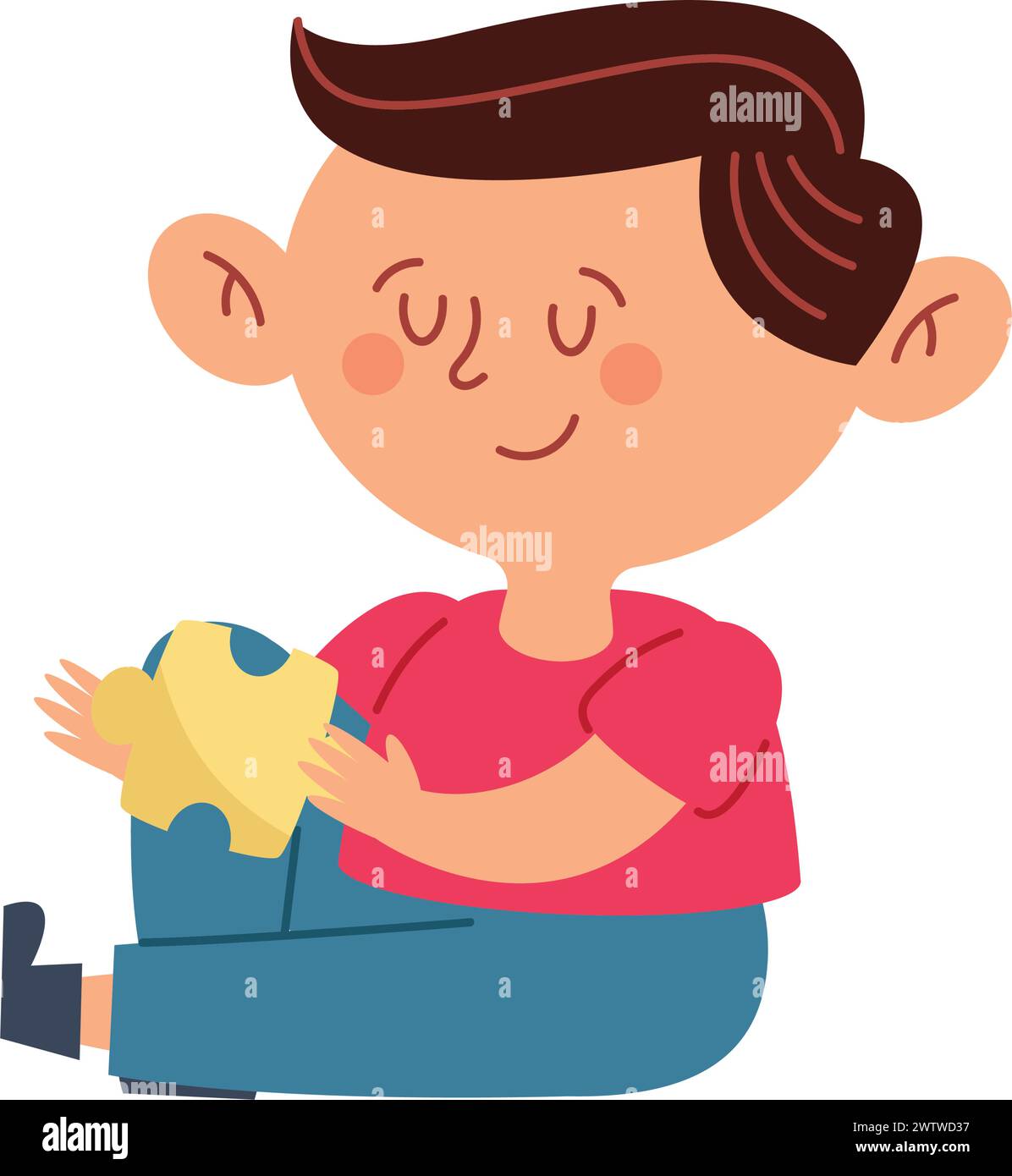 autism boy with puzzle illustration Stock Vector Image & Art - Alamy