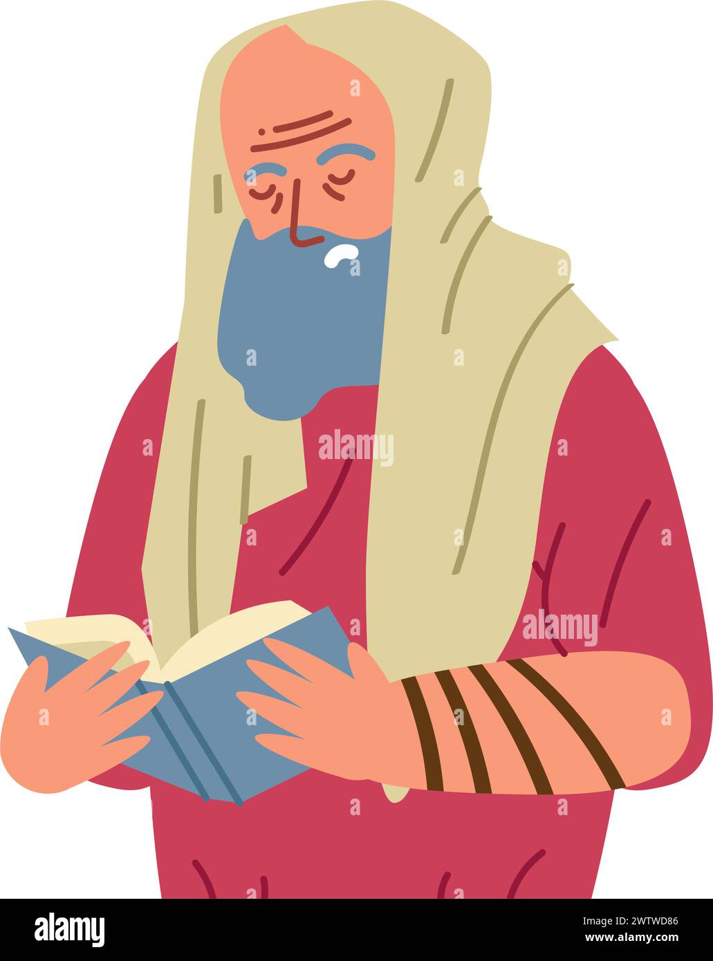 jewish tefillin prayer character illustration vector Stock Vector Image ...