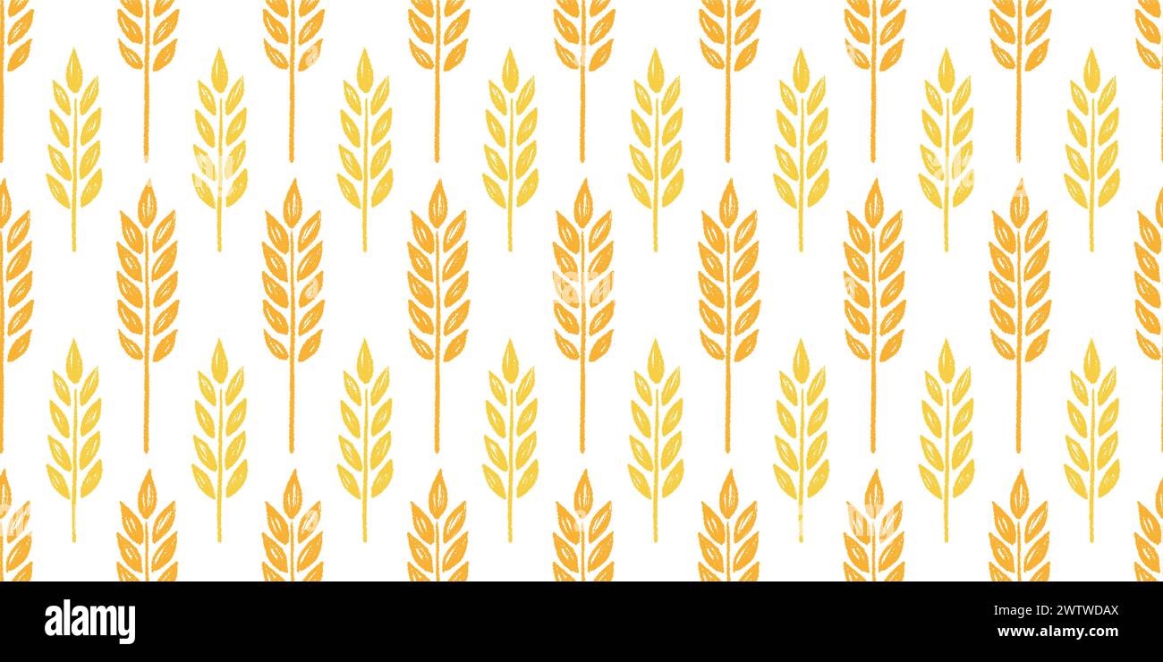Wheat brush texture seamless pattern background. Hand drawn crayon ...