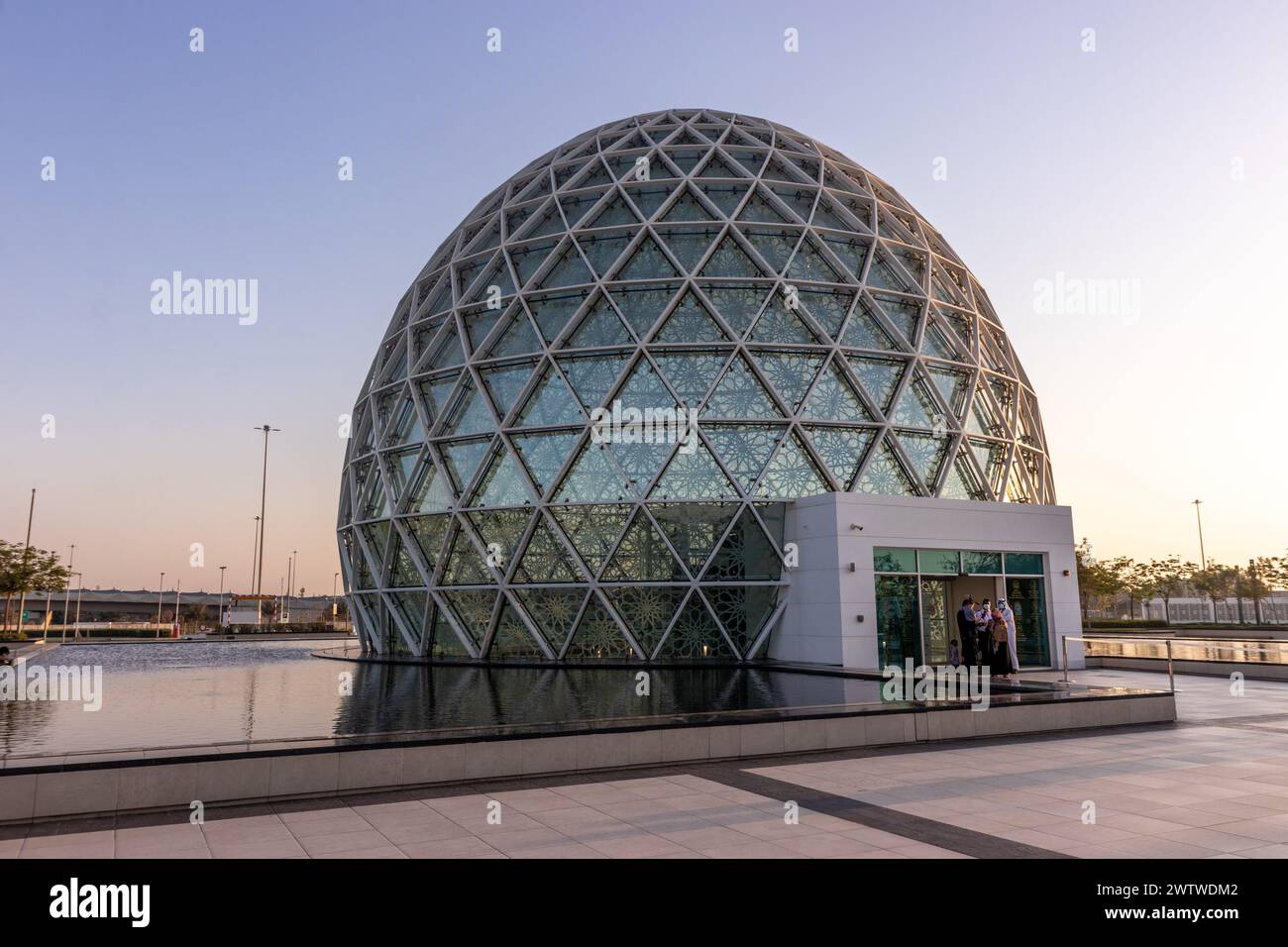 ABU DHABI, UAE - OCTOBER 17, 2021: Visitor entrance dome of the Sheikh ...