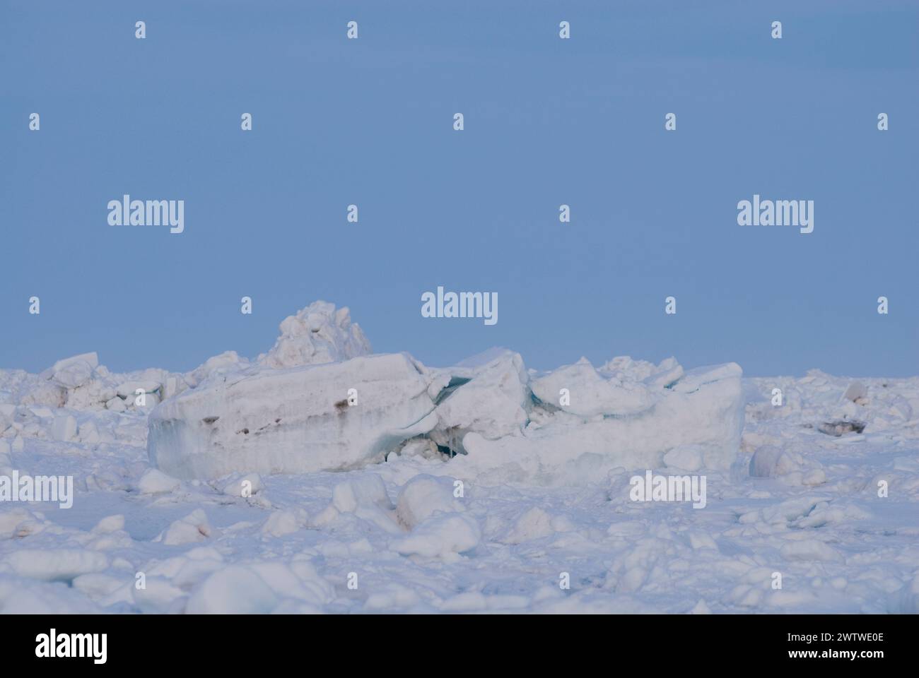 Seascape of rough pack ice over the Chukchi sea in springtime, off ...