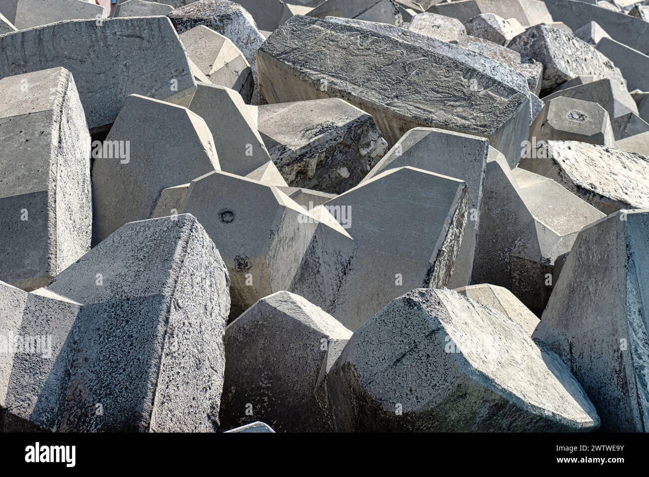 A collection of intricate concrete shapes designed to serve as robust ...