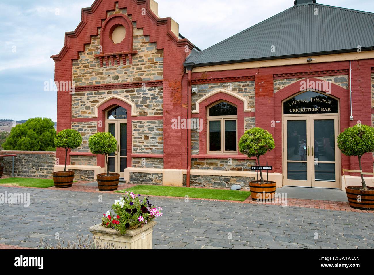 Chateau Tanunda vineyard and wine estate, building with cricketers bar ...