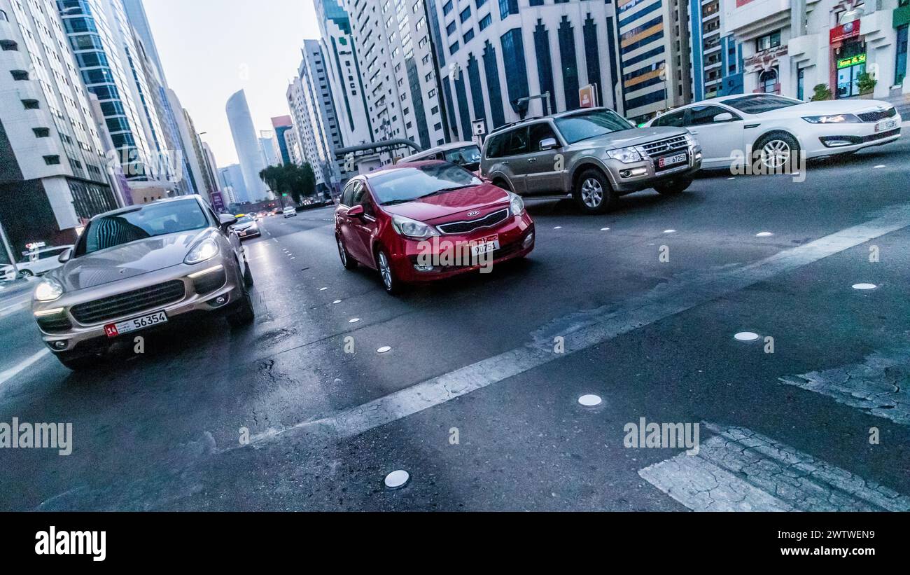 ABU DHABI, UAE - OCTOBER 20, 2021: Traffic on Khalifa Bin Zayed the ...