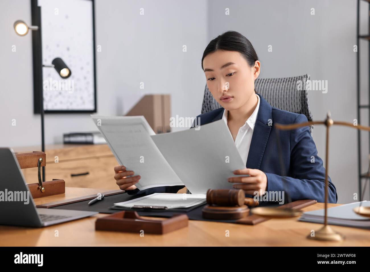 Lawyer judge reading documents hi-res stock photography and images - Alamy