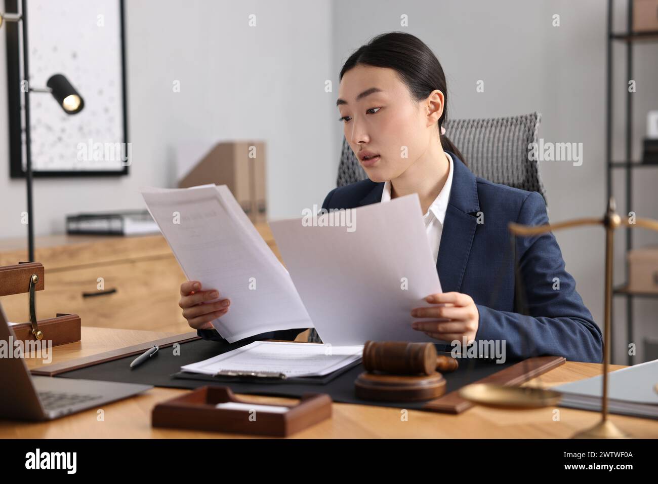 Lawyer judge reading documents hi-res stock photography and images - Alamy