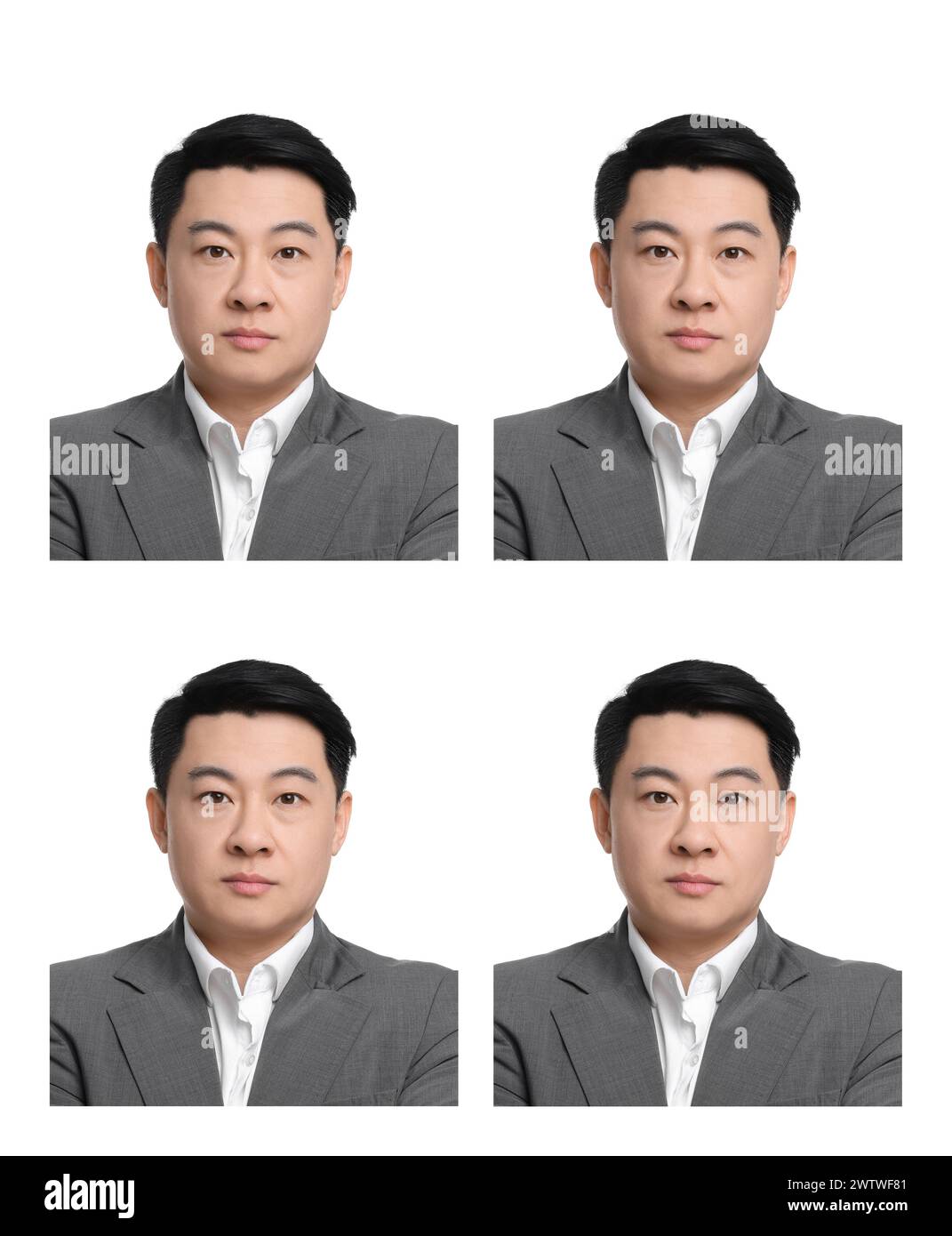 Passport photo, collage. Man on white background, set of photos Stock ...