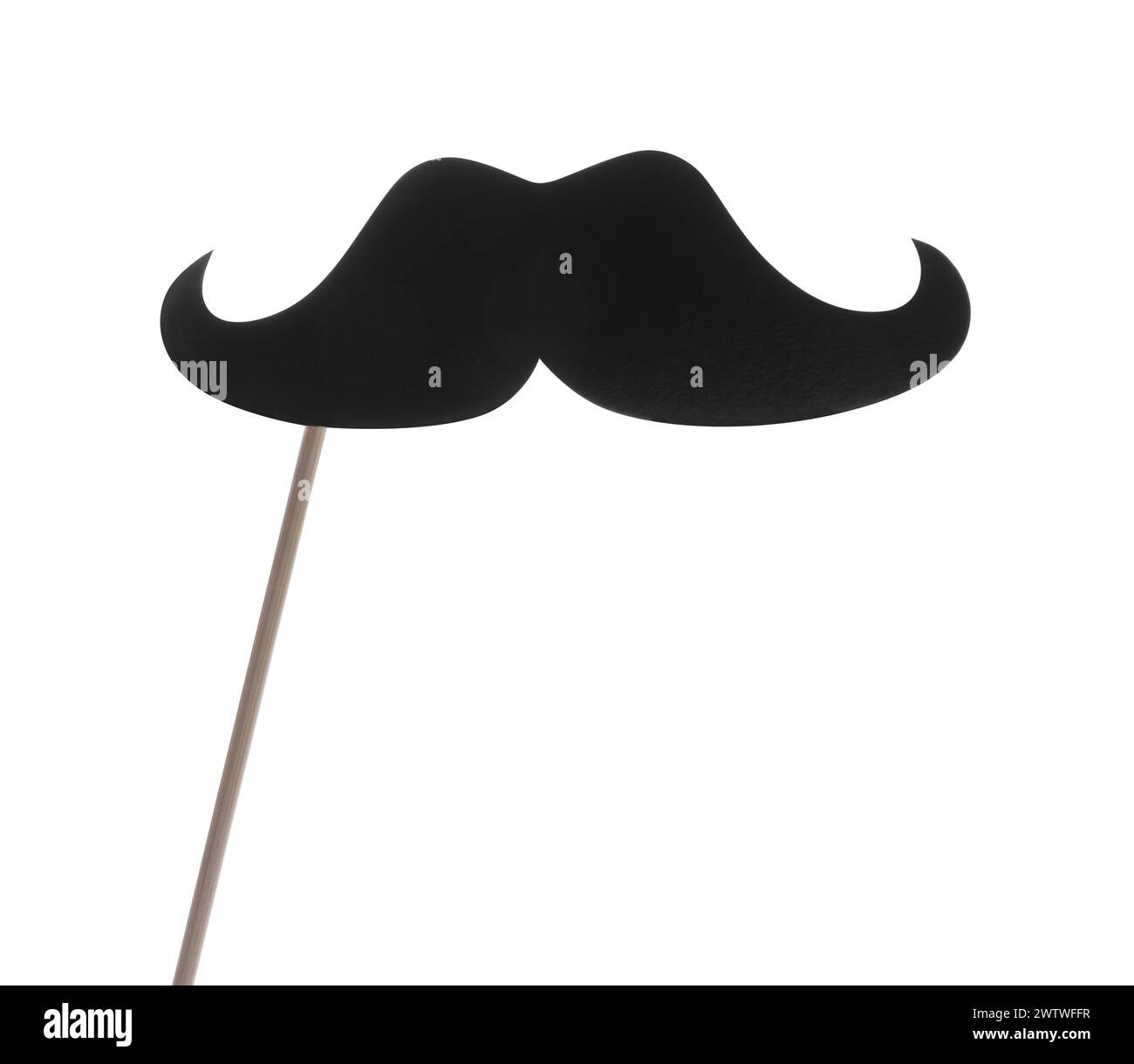 Fake paper mustache on stick against white background Stock Photo - Alamy