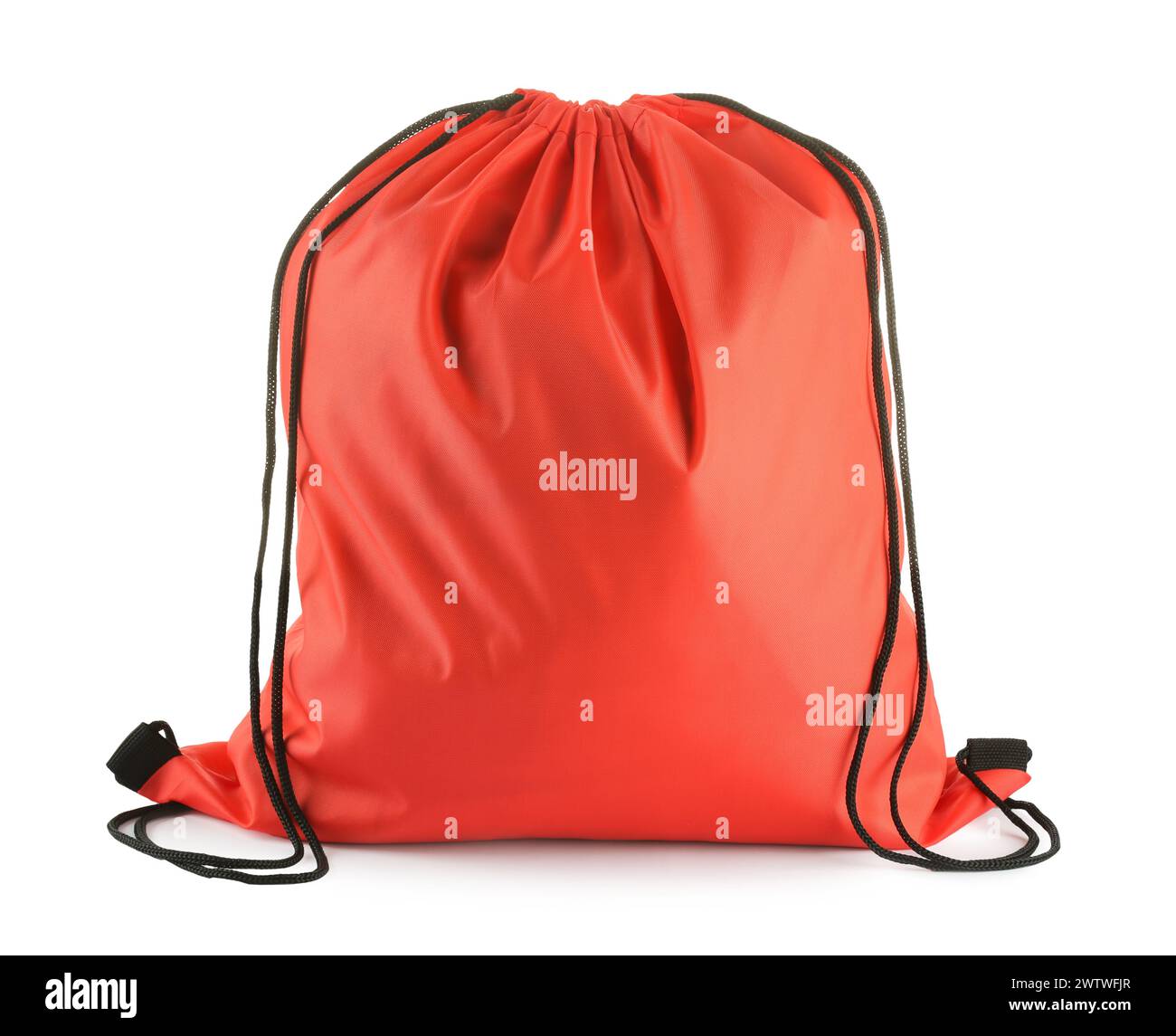 One red drawstring bag isolated on white Stock Photo - Alamy