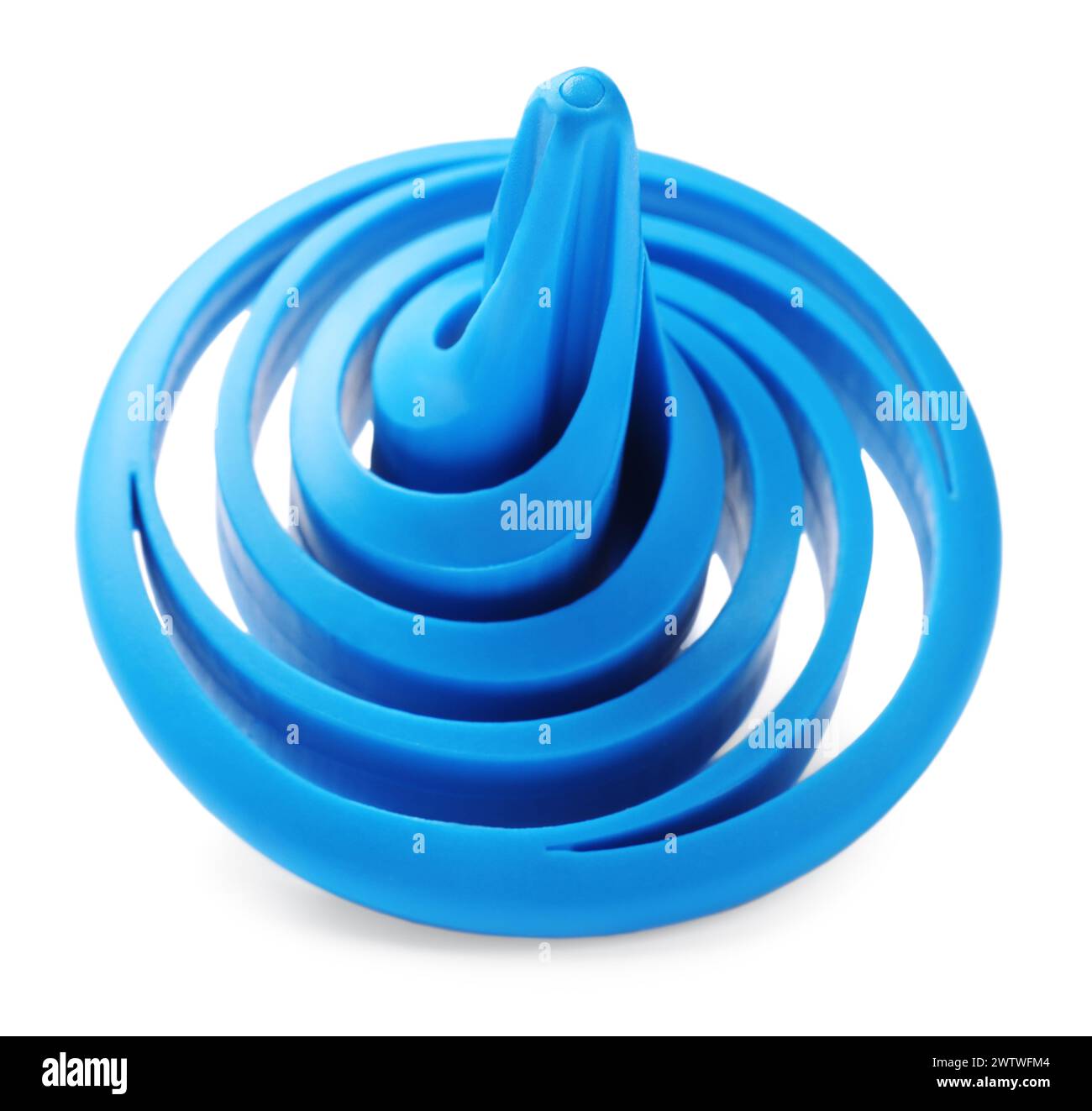 One blue spinning top isolated on white Stock Photo - Alamy