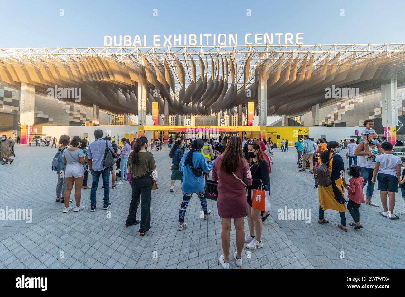 DUBAI, UAE - OCTOBER 27, 2021: Entrance of Dubai Exhibition Centre during Expo 2020 in Dubai ...