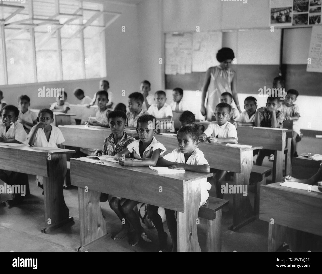 Young Fijian (Fiji Islands) children in a village school in the ...