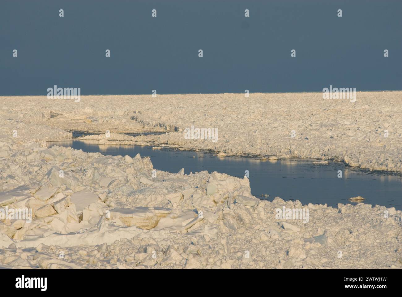 Seascape open lead rough pack ice over the Chukchi sea in springtime ...