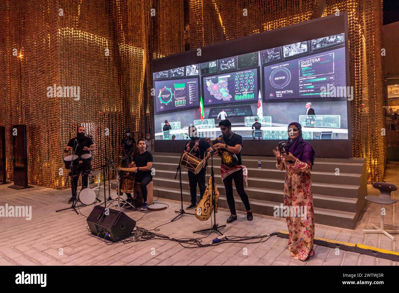 DUBAI, UAE - OCTOBER 28, 2021: Music band at Iran pavilion at Expo 2020 ...
