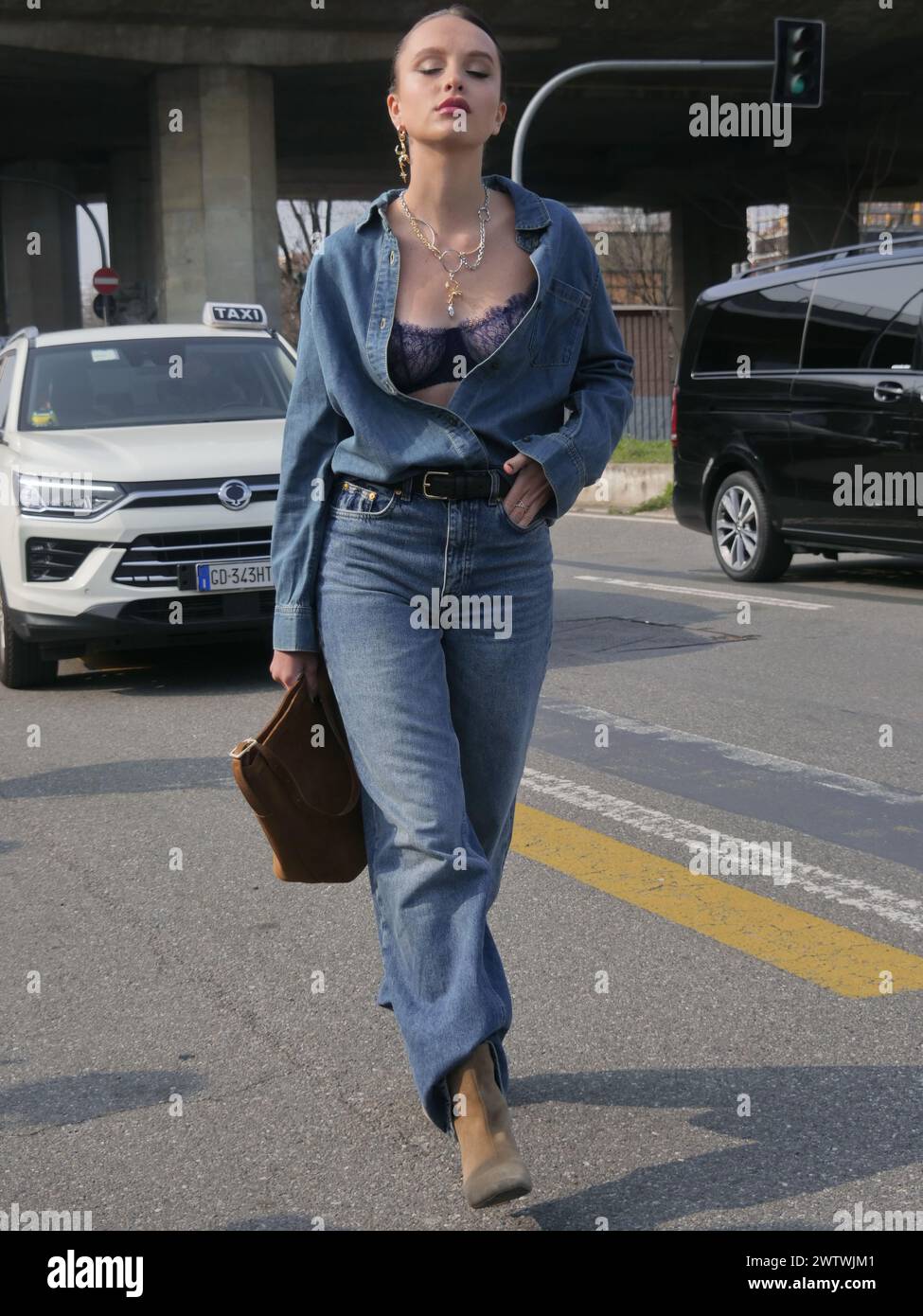 Fashion blogger street style outfit before Diesel fashion show during ...