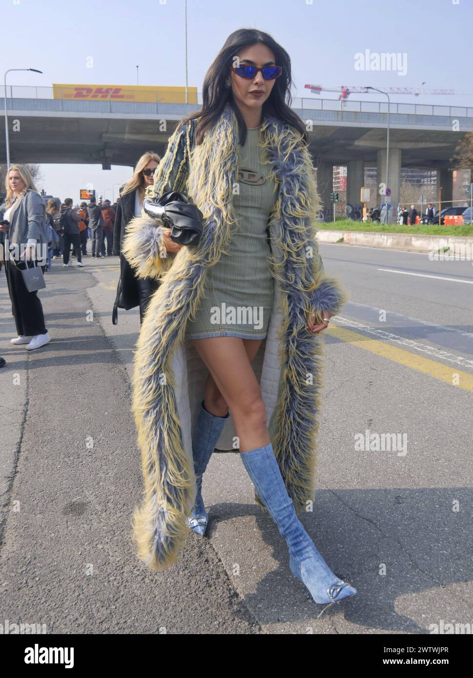 Fashion blogger street style outfit before Diesel fashion show during ...