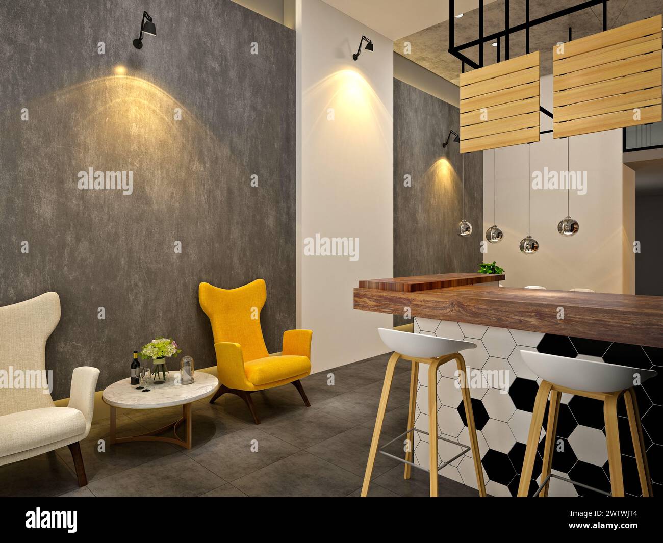 3d render cafe bar interior hi-res stock photography and images - Alamy
