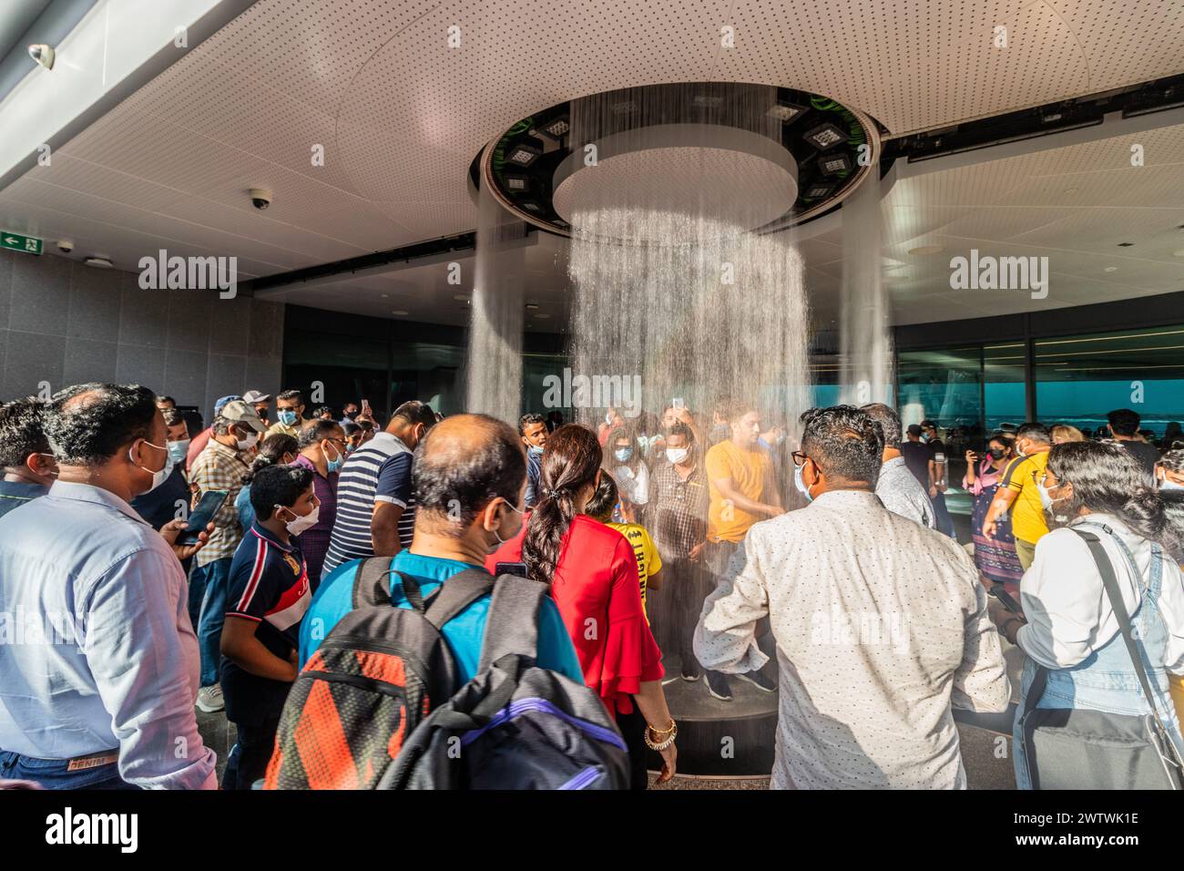 DUBAI, UAE - OCTOBER 29, 2021: Waterfall in the Saudi Arabia pavilion ...