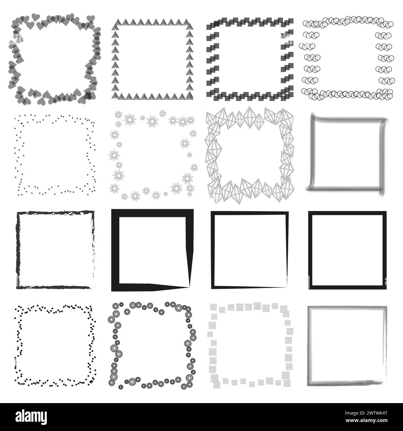 Collection Of Diverse Square Vector Frames In Different Styles From
