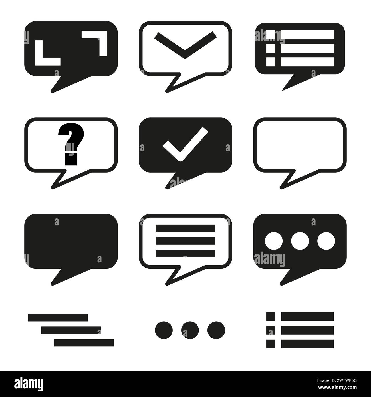 Set of chat and message icons. Communication bubbles with various ...