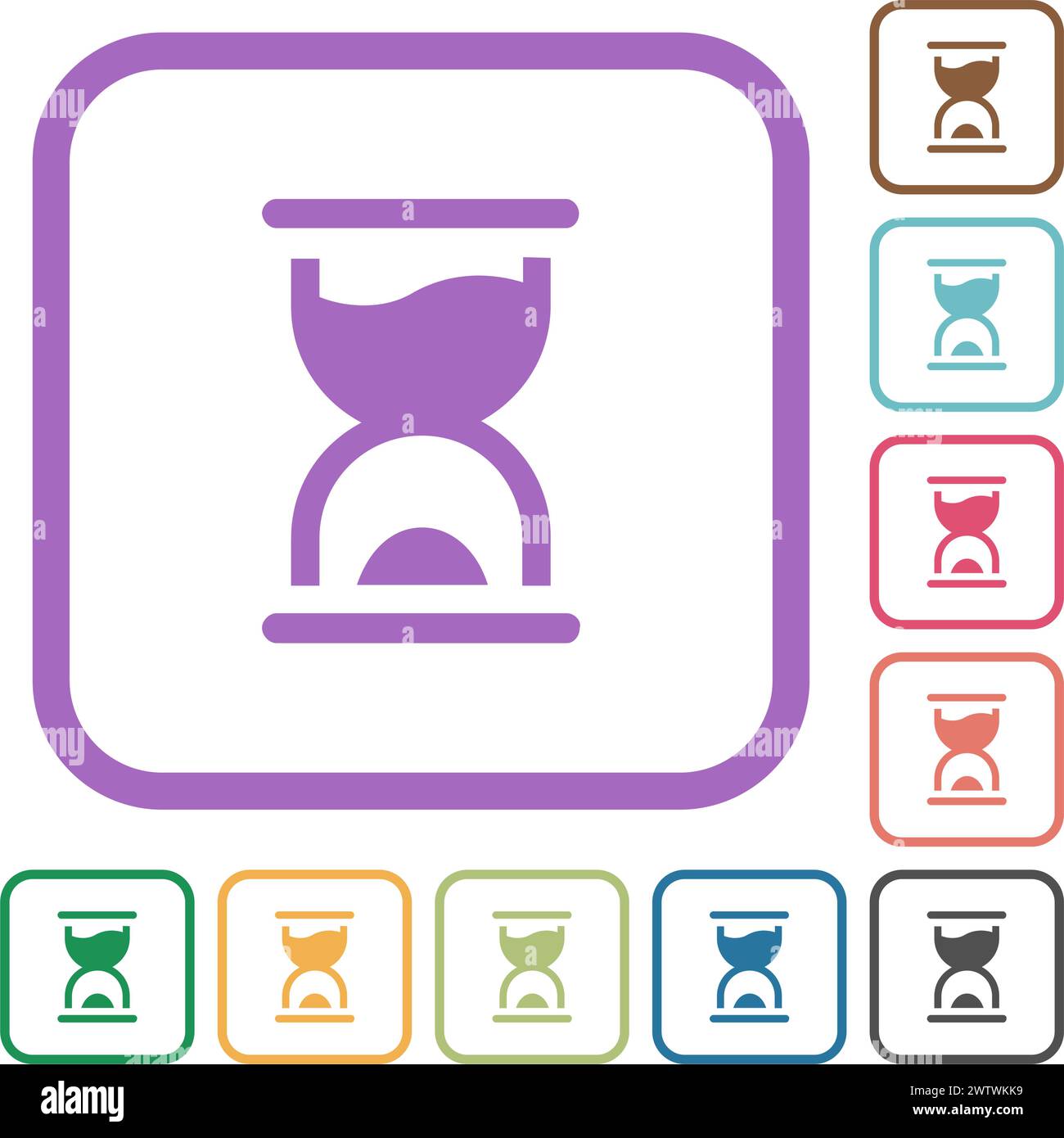 Sandglass alternate simple icons in color rounded square frames on white background Stock Vector ...