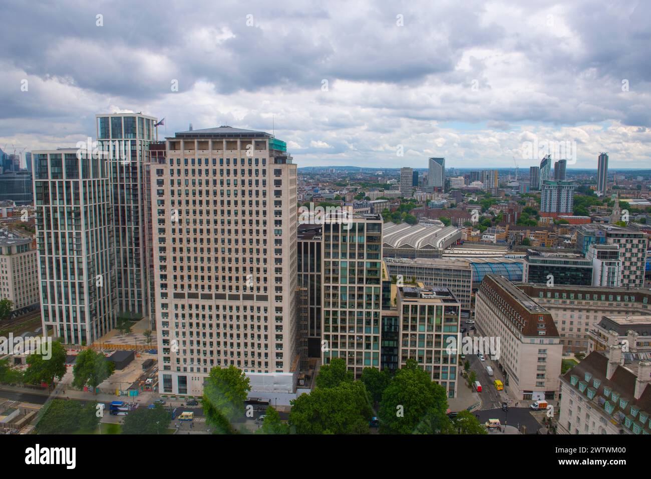 London modern city skyline aerial view including Shell Centre building ...