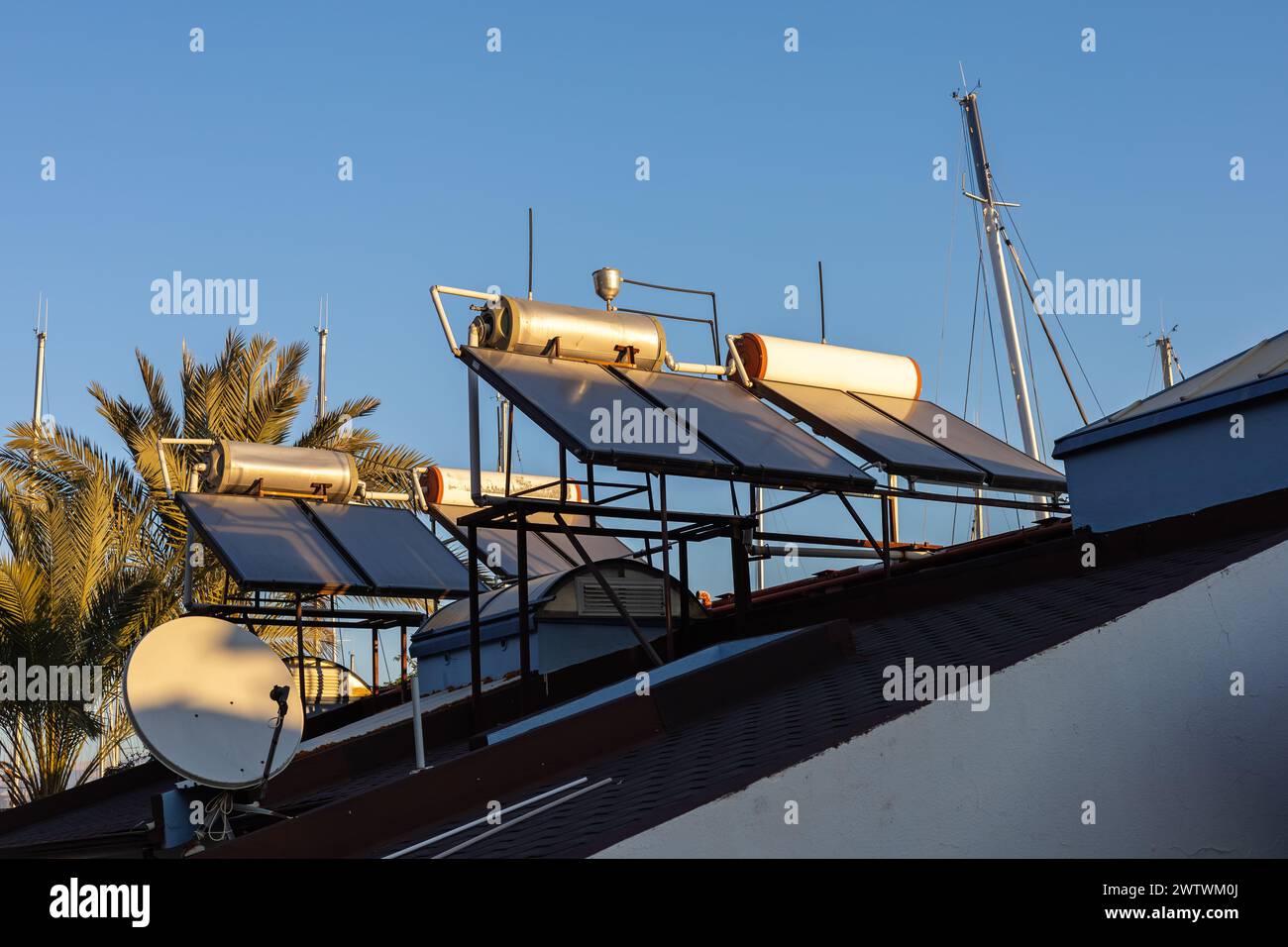 Rooftop solar heaters hi-res stock photography and images - Alamy