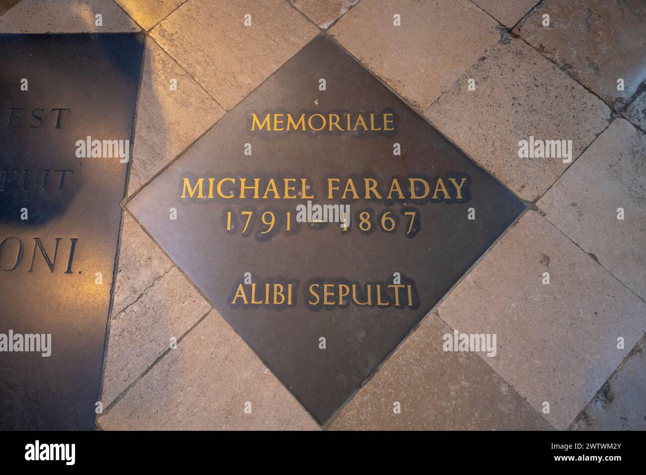Faraday memorial in Westminster Abbey. The church is World Heritage ...
