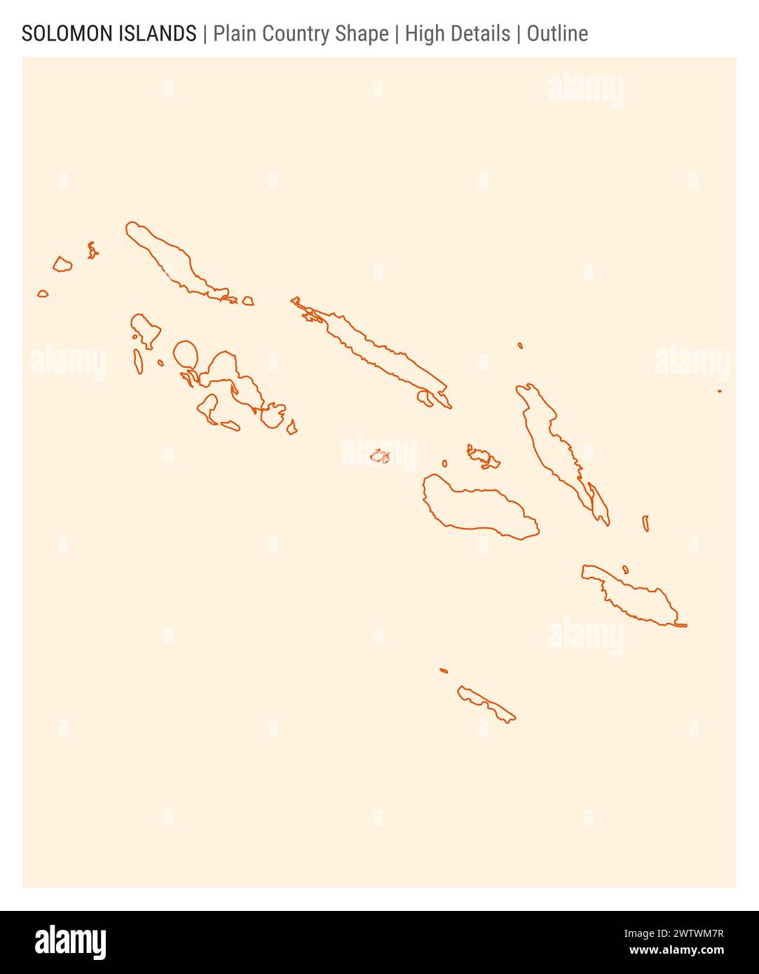 Solomon Islands plain country map. High details. Outline style. Shape of Solomon Islands. Vector ...