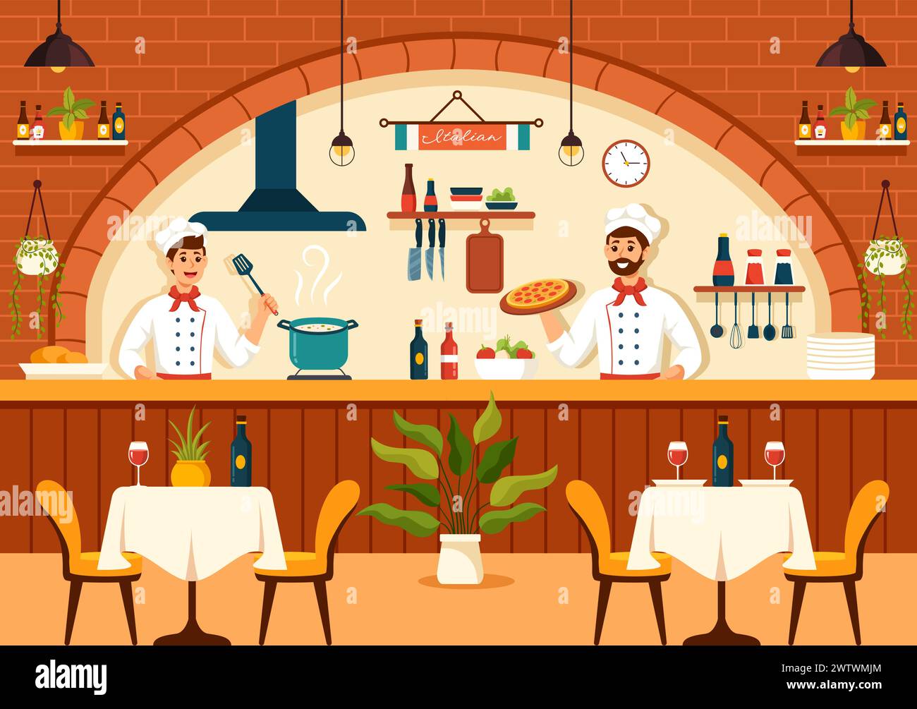 Spaghetti restaurant Stock Vector Images - Alamy