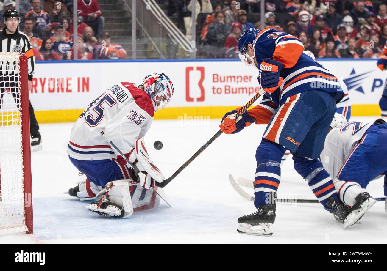 Montreal Canadiens goalie Sam Montembeault (35) makes the save on ...