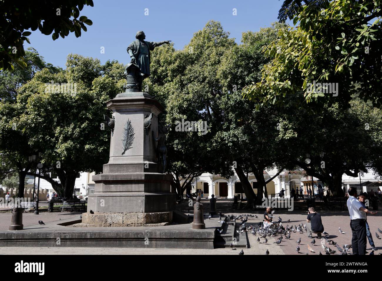 Parque Colon in the historic center of Santo Domingo.Dominican Republic ...