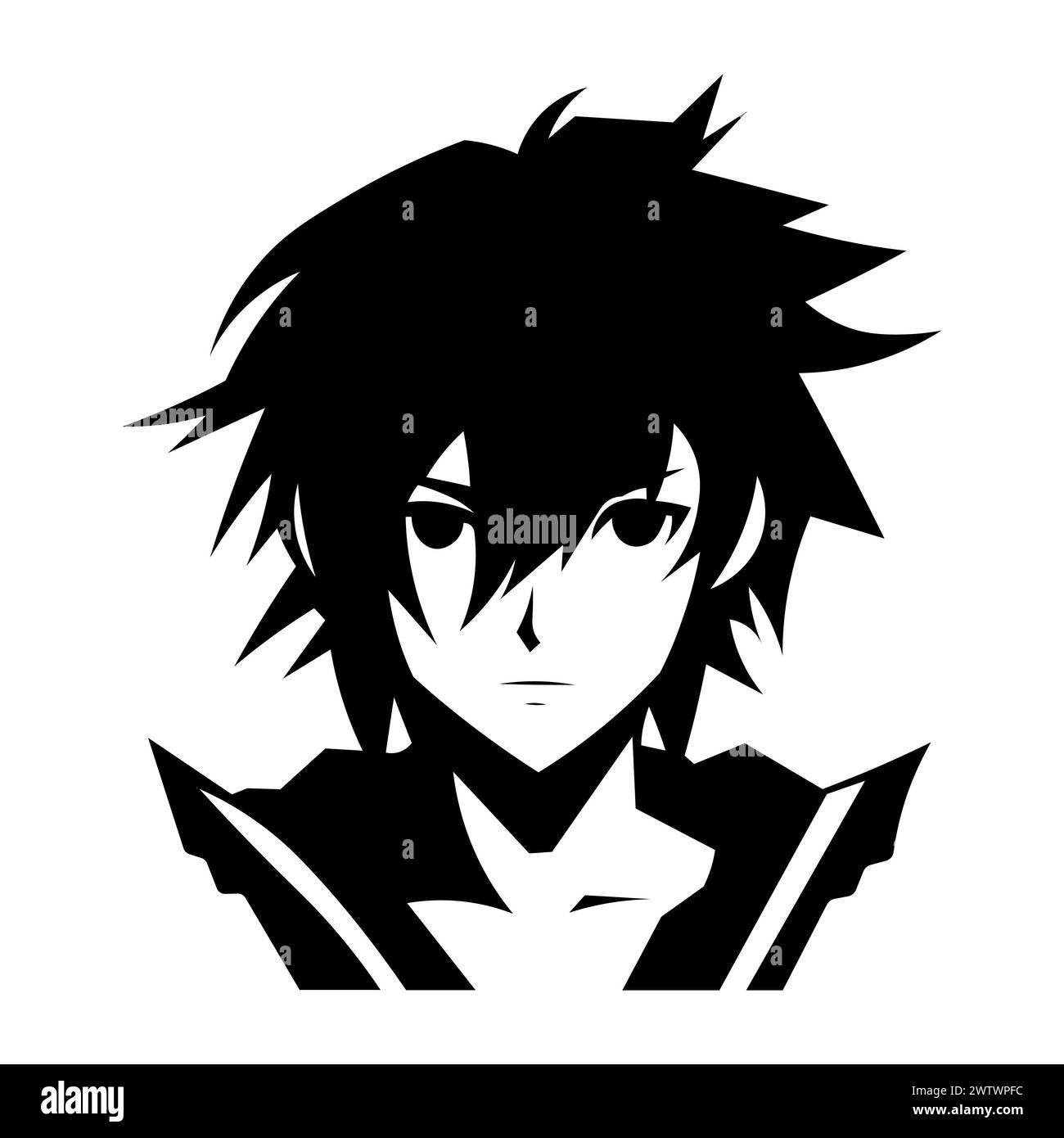 black vector anime boy icon on white background Stock Vector Image ...