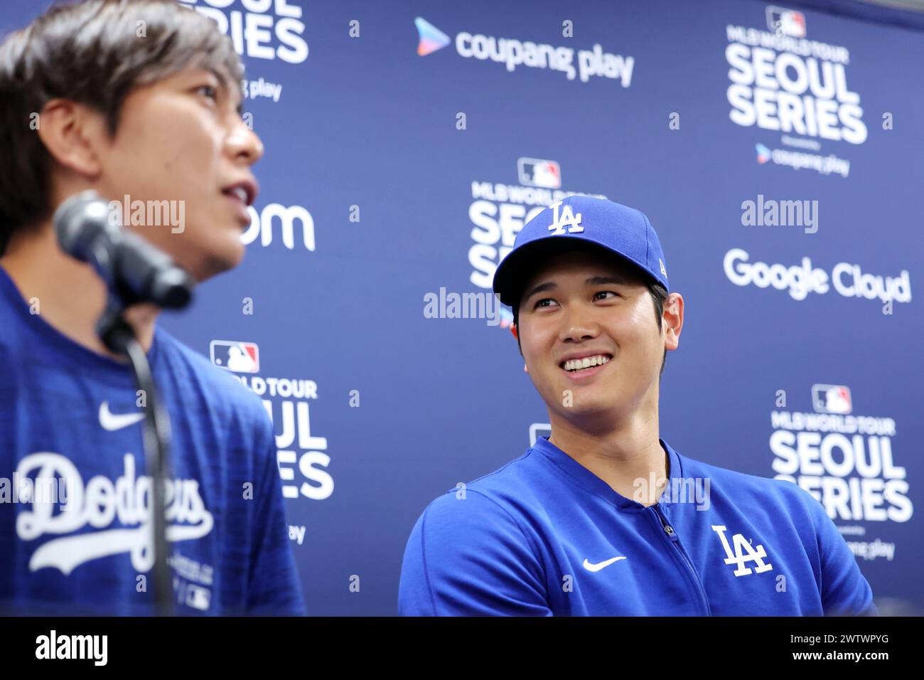 Gocheok Sky Dome, Seoul, South Korea. 16th Mar, 2024. (L-R) Ippei Mizuhara, Shohei Ohtani ...