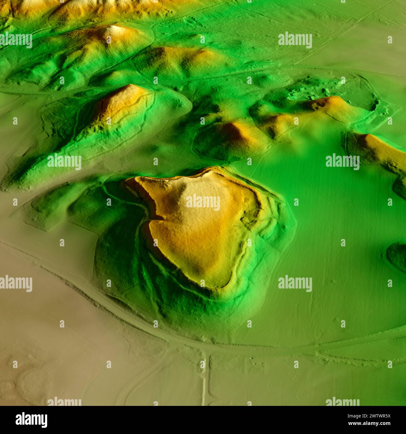 3D LiDAR scan of Berth Hill in Staffordshire, UK. The digital terrain ...