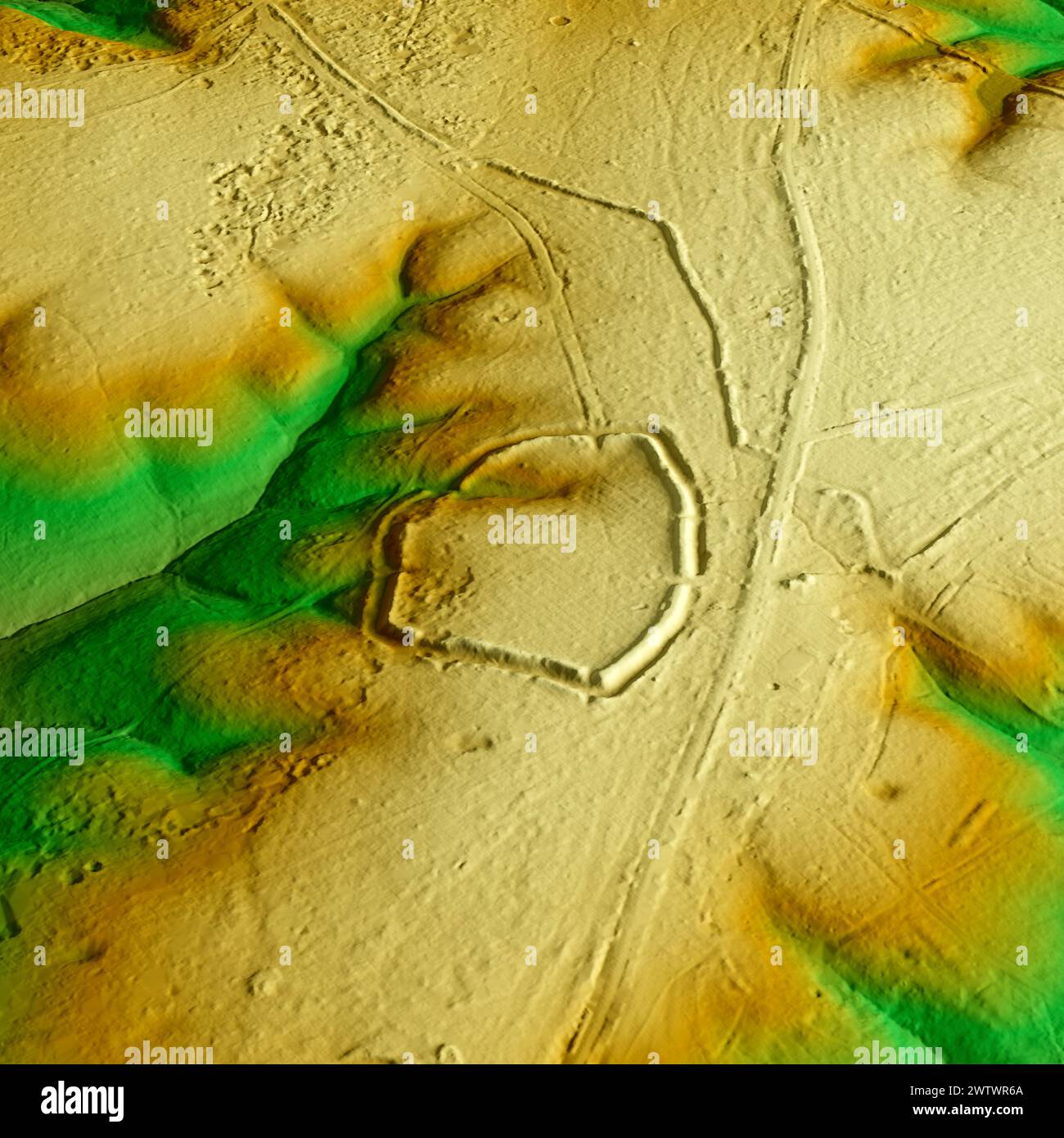 3D LiDAR scan of Ambresbury Banks in Essex, UK. The digital terrain ...